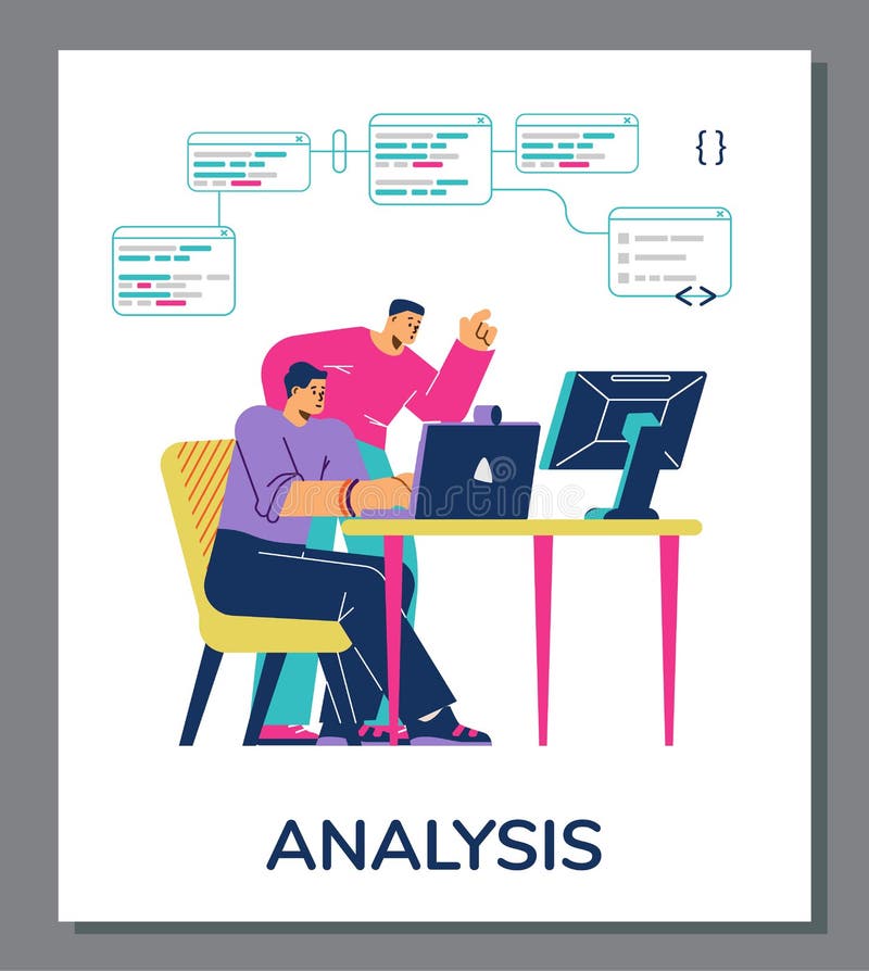 Program Analysis Poster Template, Flat Vector Illustration. Stock ...