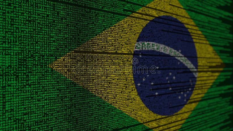 Program Code and Flag of Brazil. Brazilian Digital Technology or ...