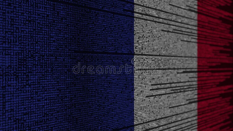 Program Code and Flag of France. French Digital Technology or ...