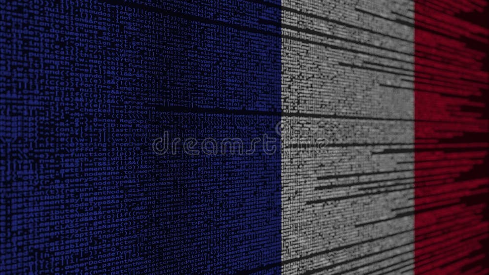 Program Code and Flag of France. French Digital Technology or ...
