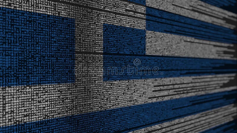Program Code and Flag of Greece. Greek Digital Technology or ...
