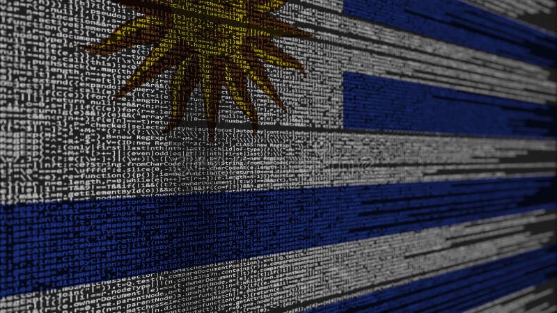 Program Code and Flag of Uruguay. Uruguayan Digital Technology or ...