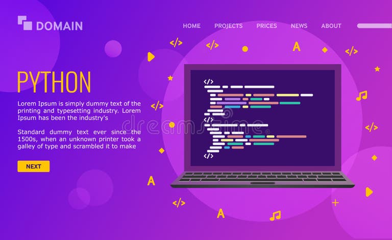 Laptop with a Code Computer Language Python. Stock Vector ...