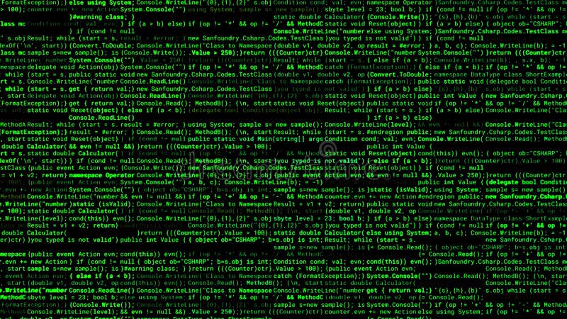 Program Code of Matrix on Black Background. Animation. Green Text from ...