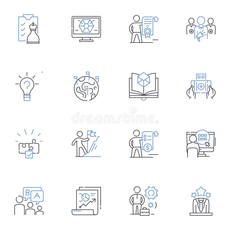 Program Coordination Line Icons Collection. Alignment, Communication ...