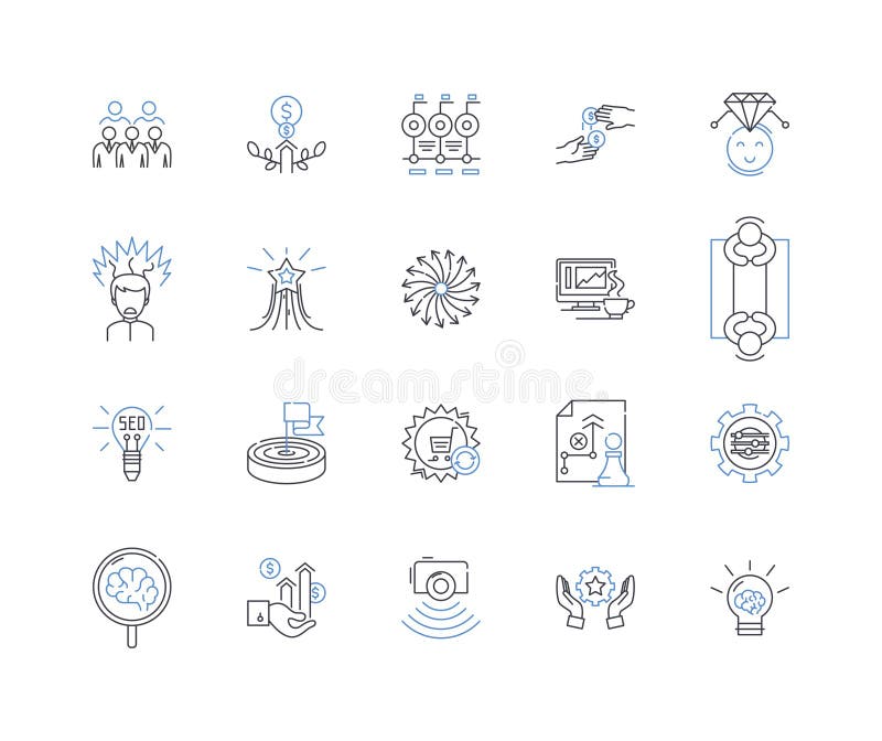 Program Coordination Line Icons Collection. Planning, Organizing ...