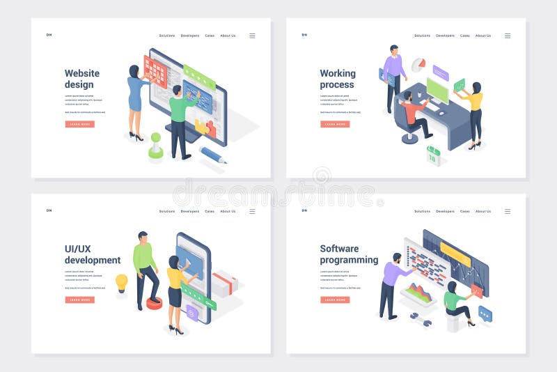 Program Creation, UI, UX Development Isometric Landing Page Templates ...