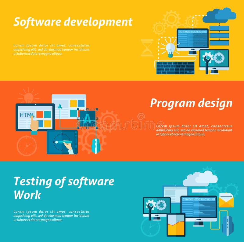 Program Development Banner Set Stock Vector - Illustration of develop ...