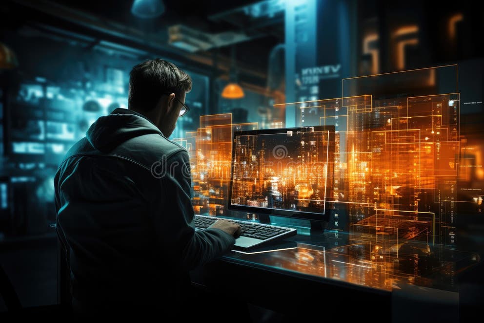 Portrait of a Programmer in the Modern Computer World Stock Photo ...