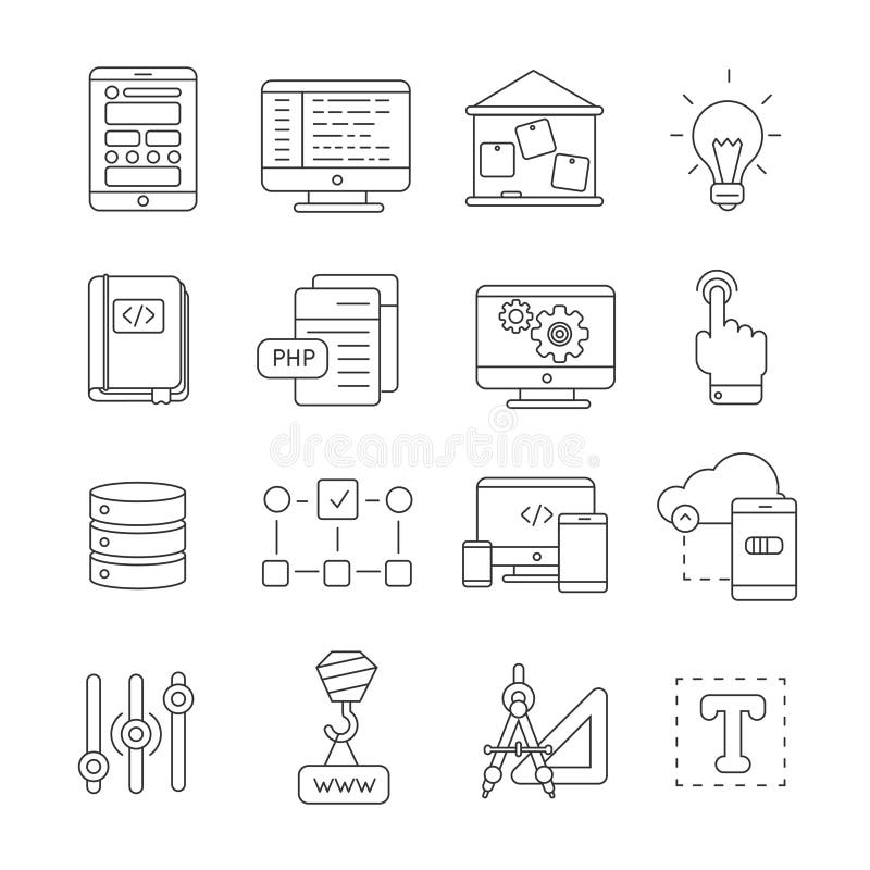 Web Development Line Icons Set. Modern Outline Elements, Graphic Design ... Web Development Line Icons Set. Modern Outline Elements, Graphic Design ...