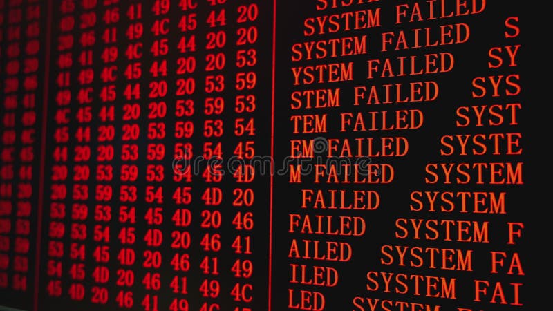 Program Error SYSTEM FAILED Red Text on PC Screen Stock Video - Video of asci, information ...