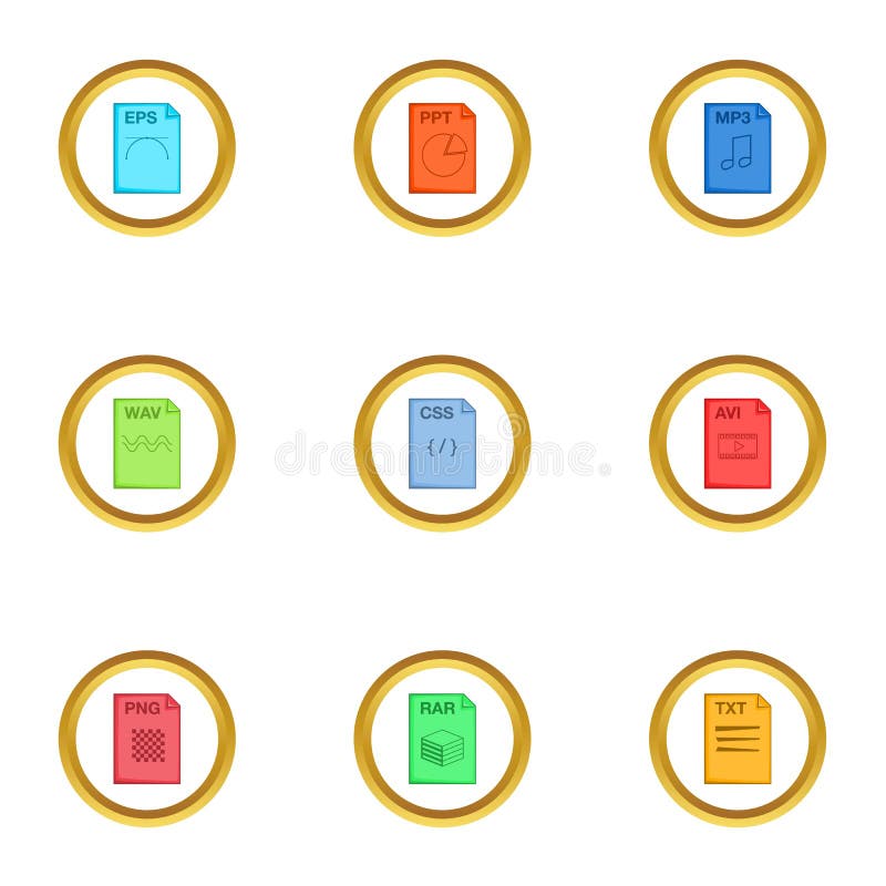 Program File Icons Set, Cartoon Style Stock Vector - Illustration of ...