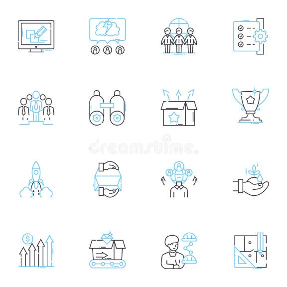 Program Initiation Linear Icons Set. Launch, Start, Commencement ...
