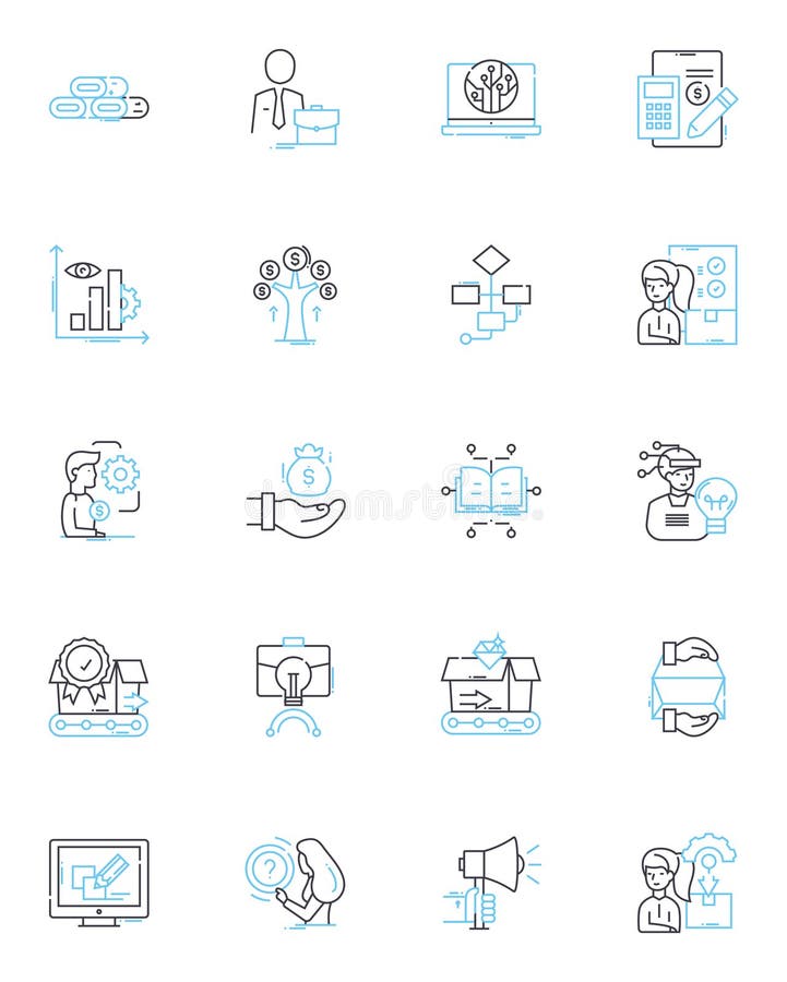 Program Initiation Linear Icons Set Launch Start Commencement