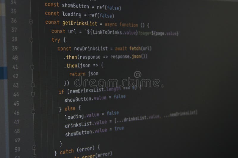 The Program Javascript Code on the Computer Black Screen. the Concept ...