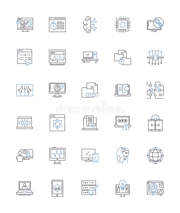 Program Line Icons Collection Coding Scripting Development Integration Debugging Upgrade 0041