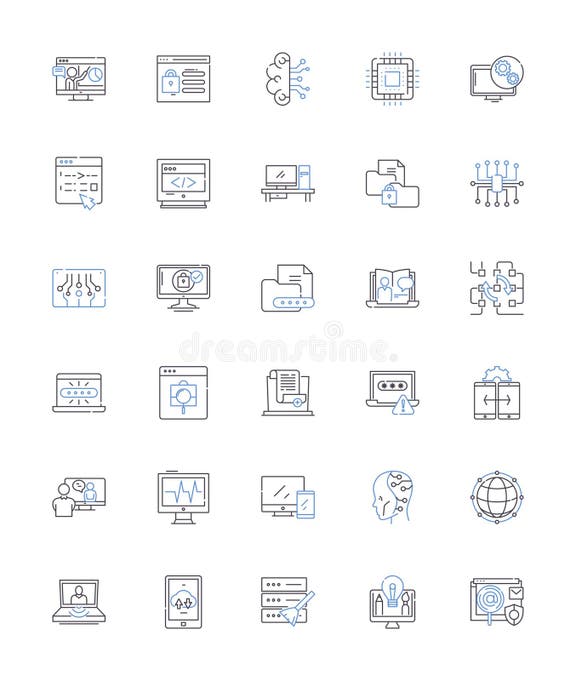 Program Line Icons Collection Coding Scripting Development Integration Debugging Upgrade