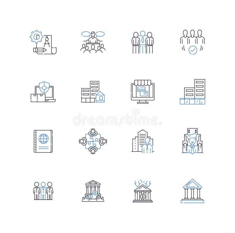 Program Management Line Icons Collection Planning Coordination Execution Integration