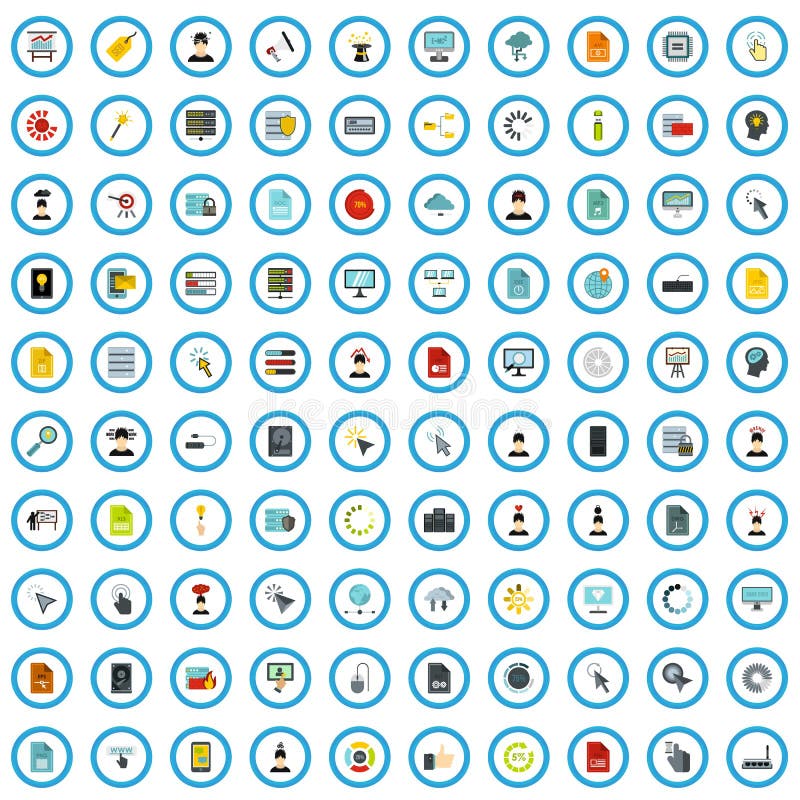 100 Program Optimization Icons Set, Flat Style Stock Vector ...