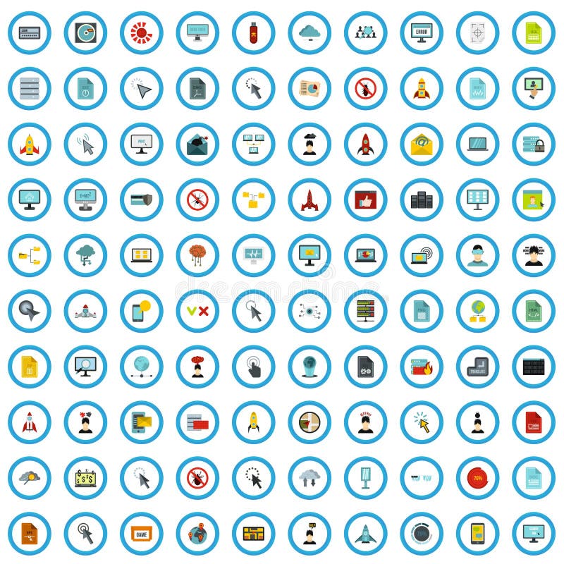 100 Program Support Icons Set, Outline Style Stock Vector ...