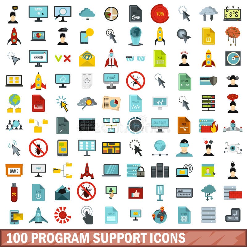 100 Support Icons Set, Outline Style Stock Vector - Illustration of ...