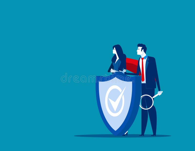 Program Team and Shield Covering from Attacks. Concept Business Vector ...