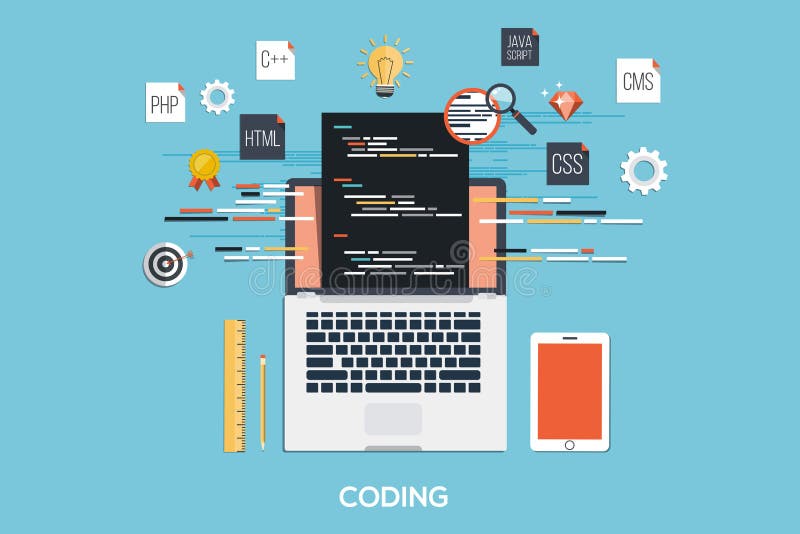 Programación - Codificación De Concepto Plano Ilustración del Vector ...
