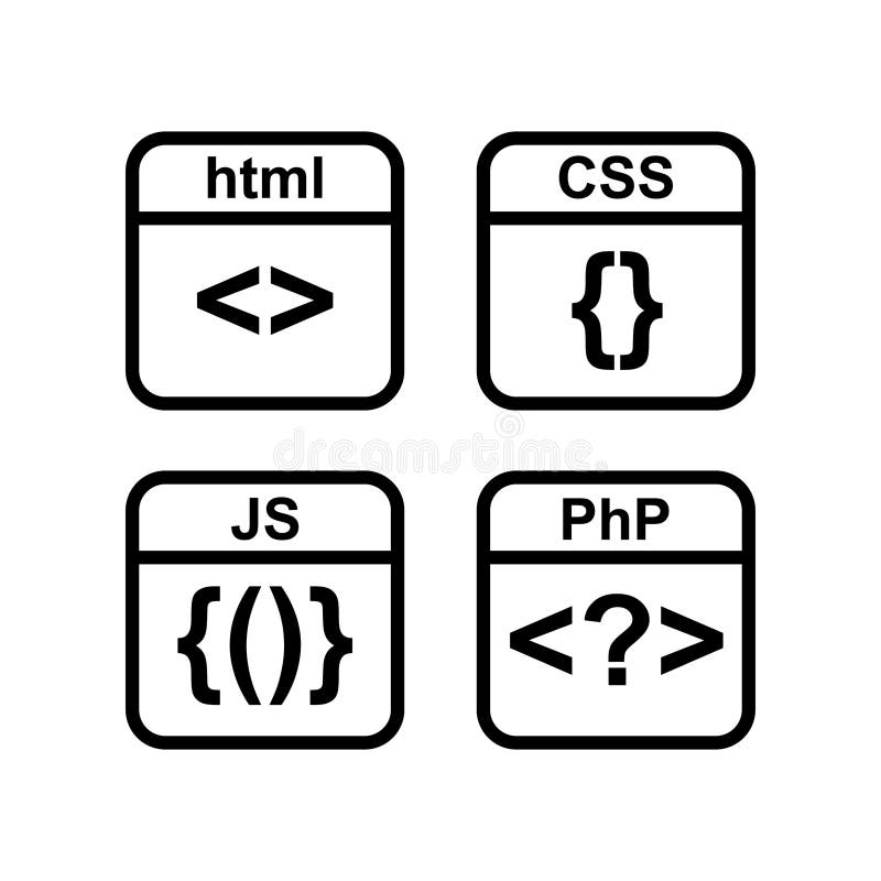 Programación Y Programación De Iconos Vectoriales Planos Se Php Html ...