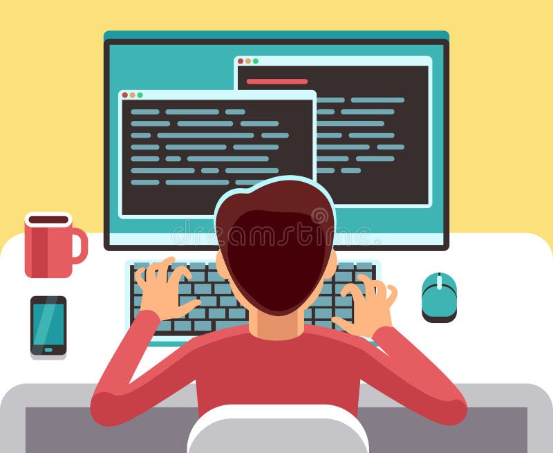 Programador de computador ilustração do vetor. Ilustração de monitor ... Programador de computador ilustração do vetor. Ilustração de monitor ...