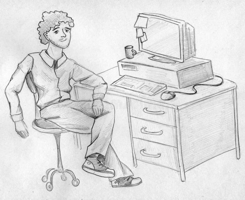 Hombre Joven Del Programador Que Trabaja Con El Ordenador Que Crea ...