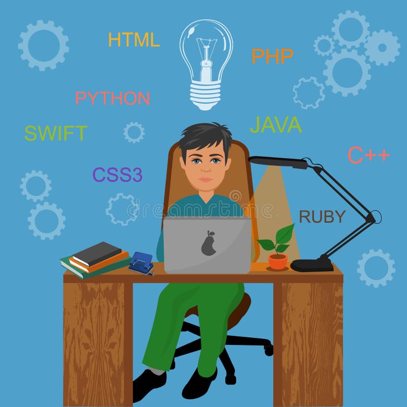 Programando, Ilustração Do Vetor Ilustração do Vetor - Ilustração de ...