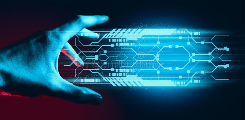 Programer People or Businessman Hand Touching Interactive To Hologram ...