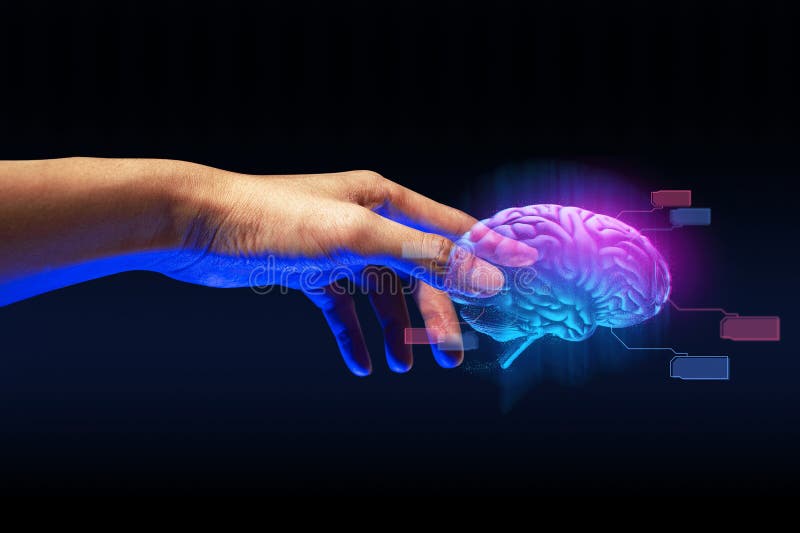 Programer People or Businessman Hand Touching Interactive To Hologram ...