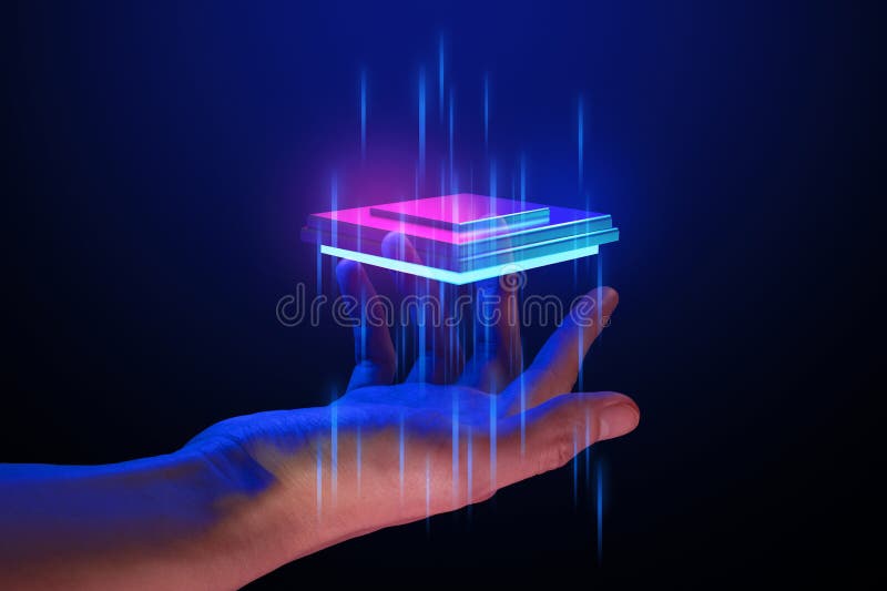 Programer People or Businessman Hand Touching Interactive To Hologram ...