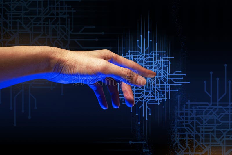 Programer People or Businessman Hand Touching Interactive To Hologram ...