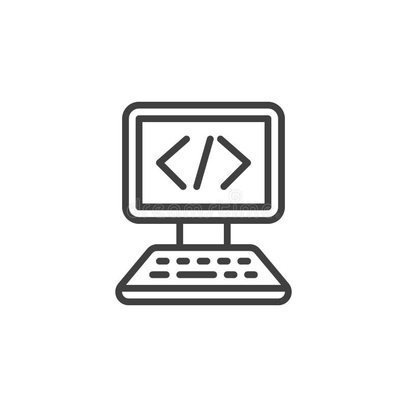 Programing Coding Line Icon Stock Vector Illustration Of Computer