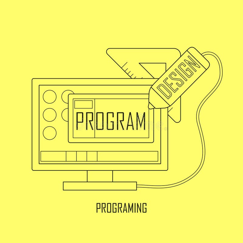 Programing Concept Thin Line Style Stock Illustrations – 7 Programing ...