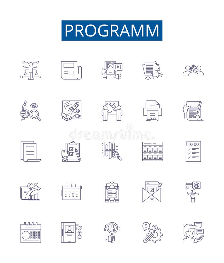 Programm Line Icons Signs Set Design Collection Of Program Programming Software Routine 8094