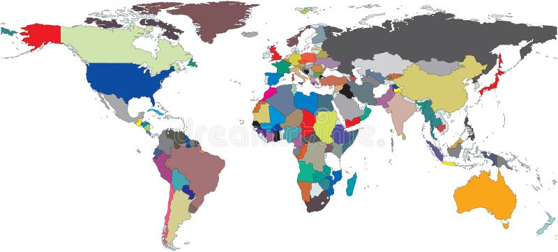 Programma Di Mondo Con I Paesi Colorati Dall'Equatore Illustrazione ...