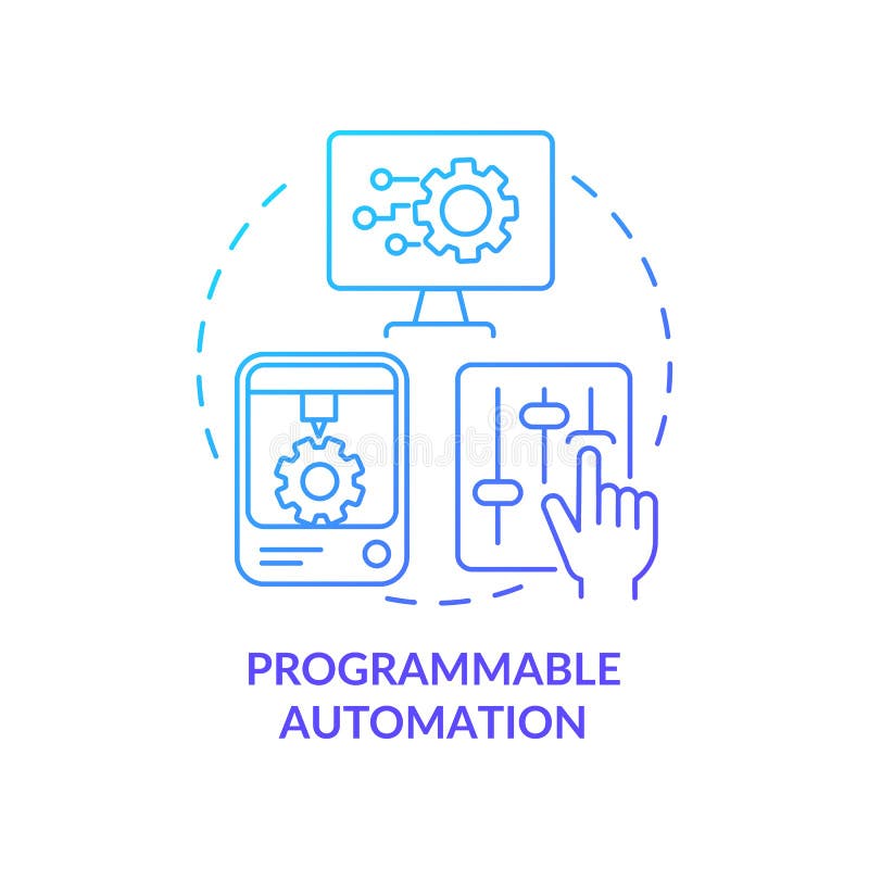 Programmable Automation Blue Gradient Concept Icon Stock Vector