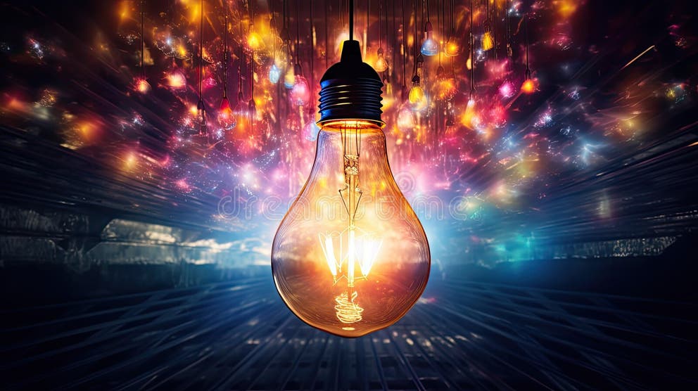 Programmable Digital Light Bulb Stock Illustration - Illustration of ...