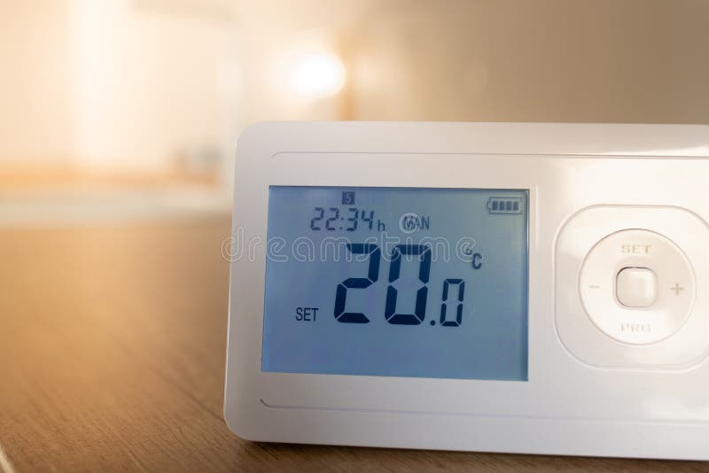 Programmable Heating Control Panel in Living Room Stock Photo - Image ...