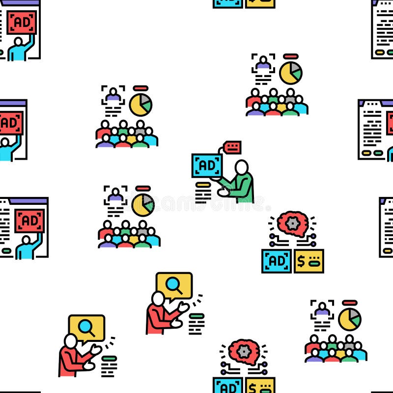 Programmatic Advertising Service Vector Seamless Pattern Stock Vector ...
