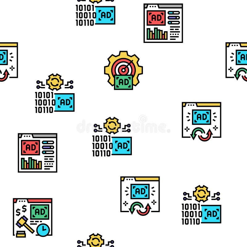 Programmatic Advertising Service Vector Seamless Pattern Stock Vector ...