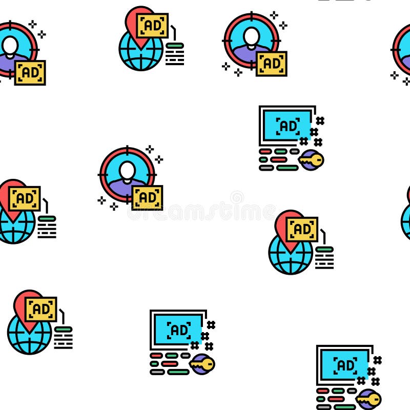 Programmatic Advertising Service Vector Seamless Pattern Stock Vector ...
