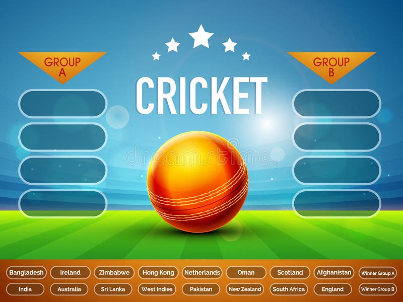 Programme De Match De Cricket Avec Des Pays De Participant Illustration ...