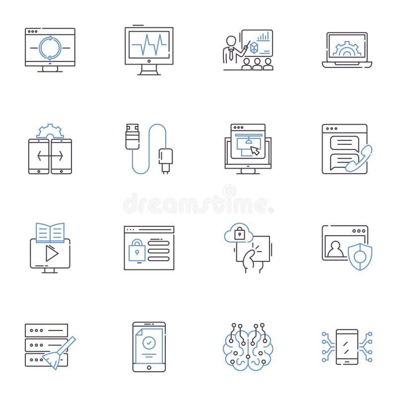 Programmed Line Icons Collection Automated Digital Coded Scripted