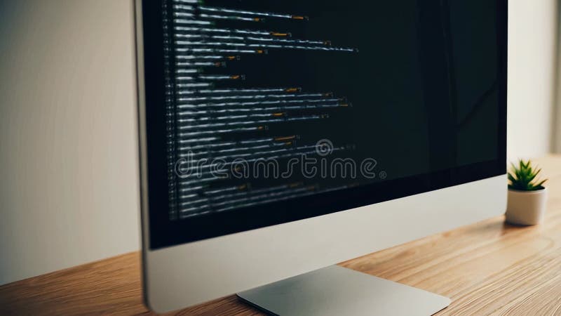Computer Screen Showing Programming Code Lines Scrolling Up Stock Footage - Video of technology ...