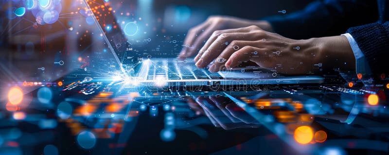 Programmer Analyzing Coding on Futuristic Virtual Interface - Data ...