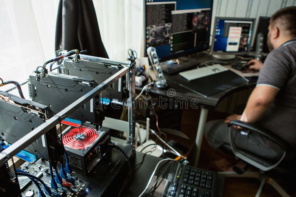 Programmer bitcoin mining stock photo. Image of cryptocurrency - 97534234